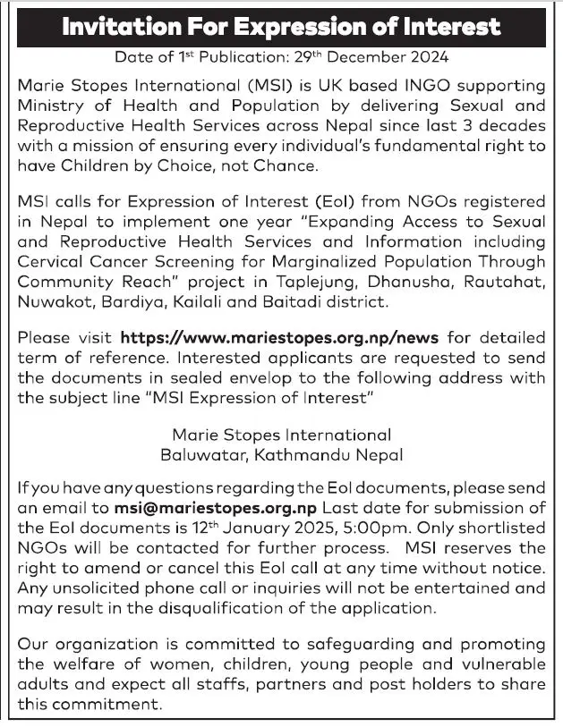 Expression Of Interest Call For Expression Of Interest In Providing